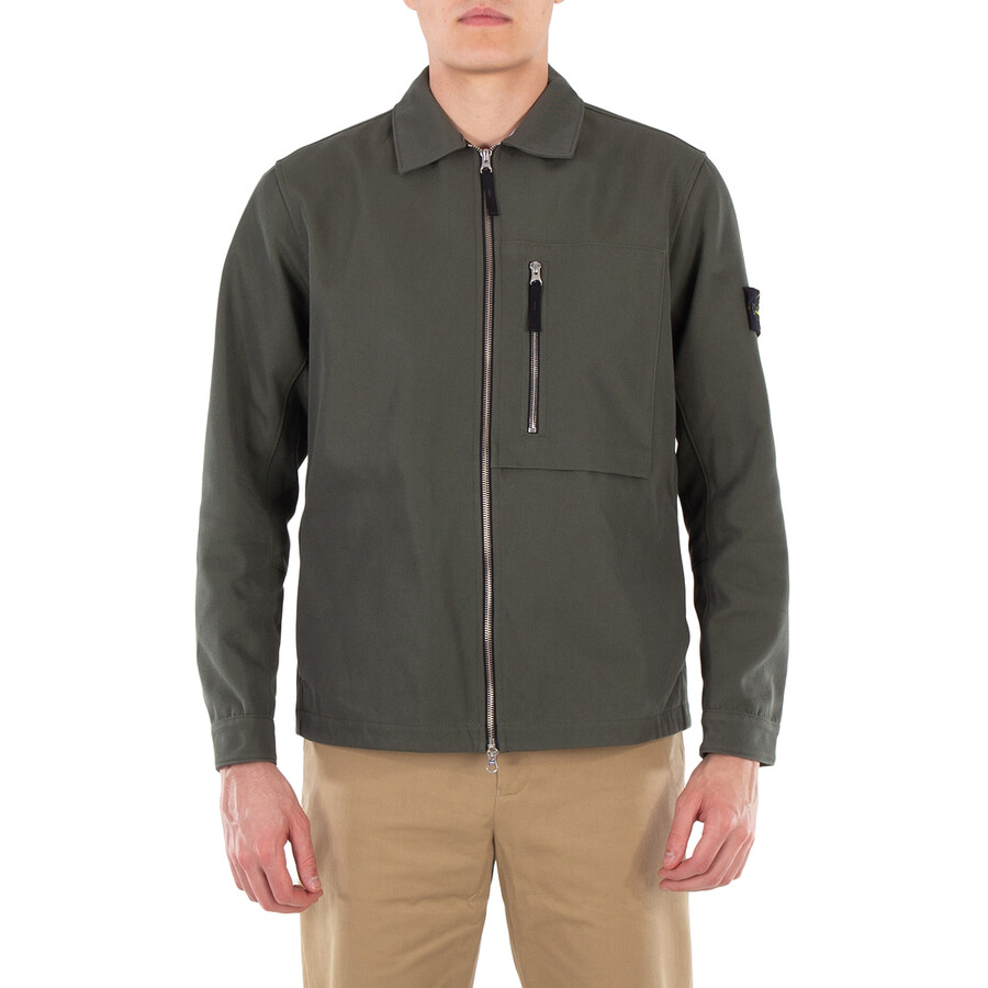 Stone Island Men's Musk Cotton Nylon Drill Overshirt, Size Large ...