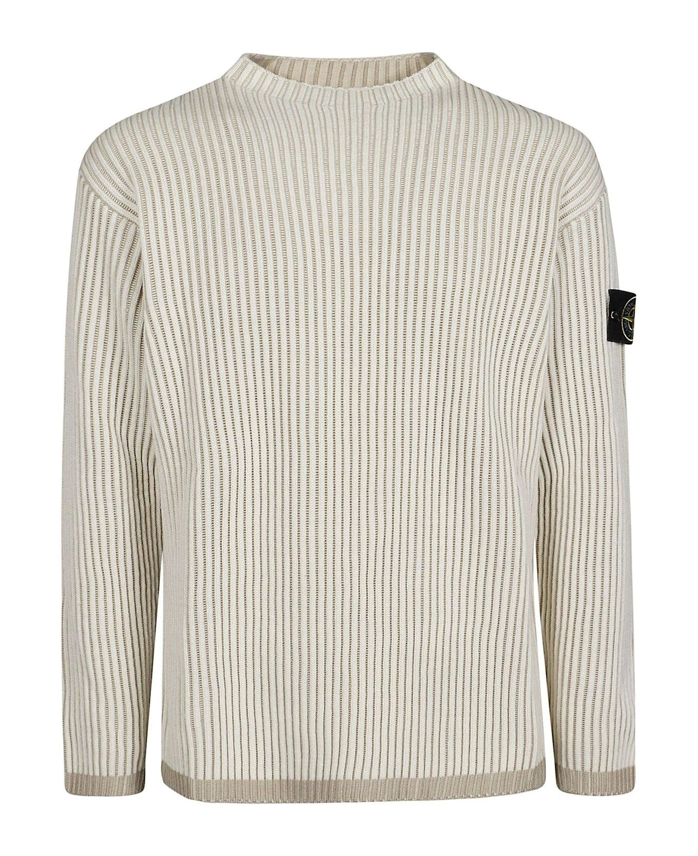 Stone Island Men's Natural Vanise Full Rib Mockneck Sweater, Size Large ...
