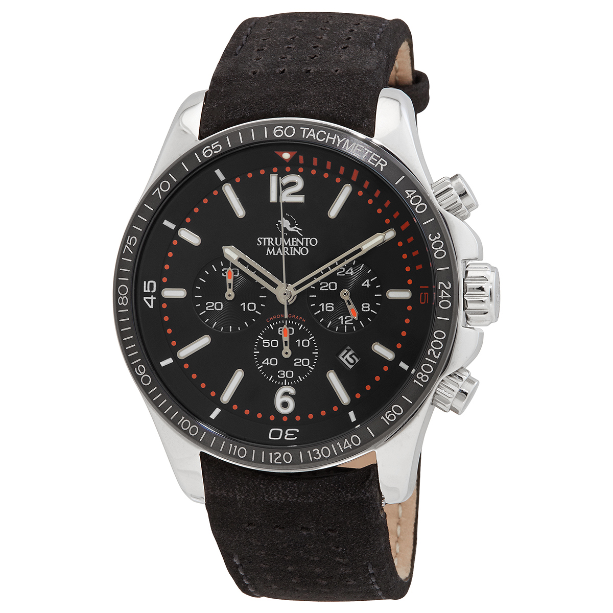 Strumento Marino Lincoln Leather Chronograph Quartz Black Dial Men's ...
