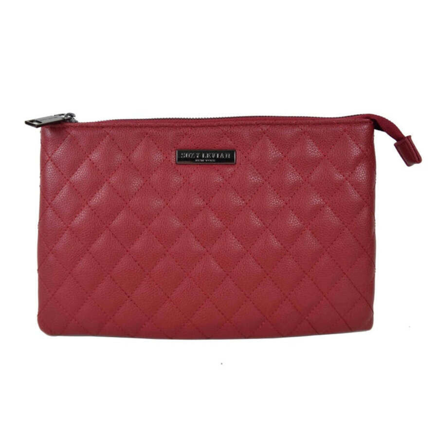 Suzy Levian Medium Faux Leather Quilted Clutch Handbag, Red PK05308A ...