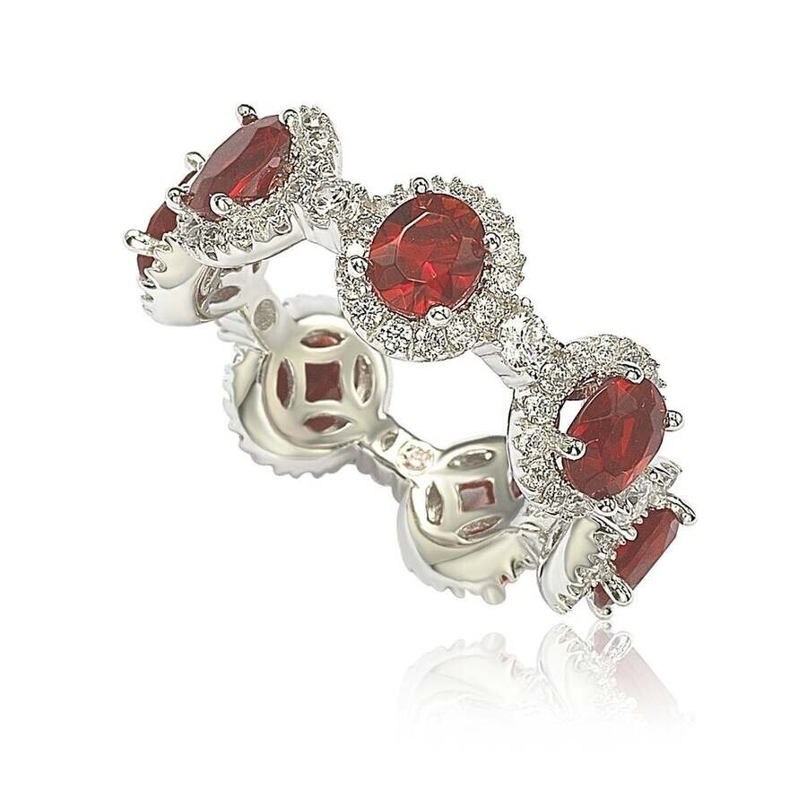 Suzy Levian Oval-Cut Ruby Red Cubic Zirconia in Sterling Silver ...