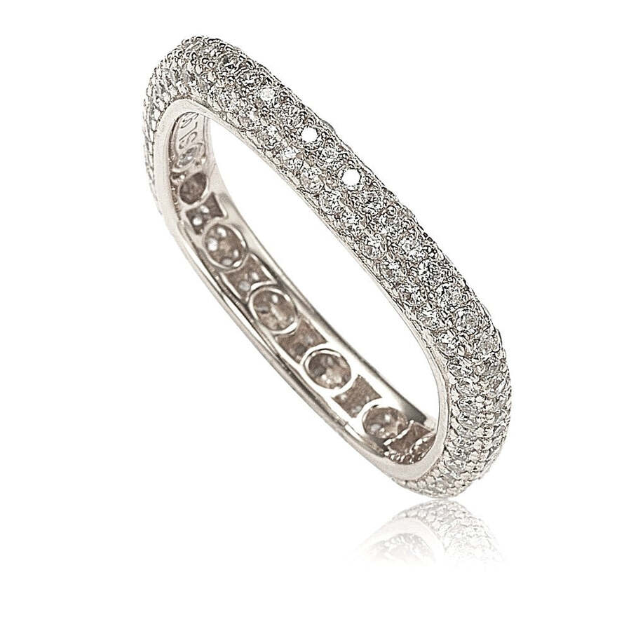 Suzy Levian Sterling Silver Cubic Zirconia Modern Pave Square Eternity ...