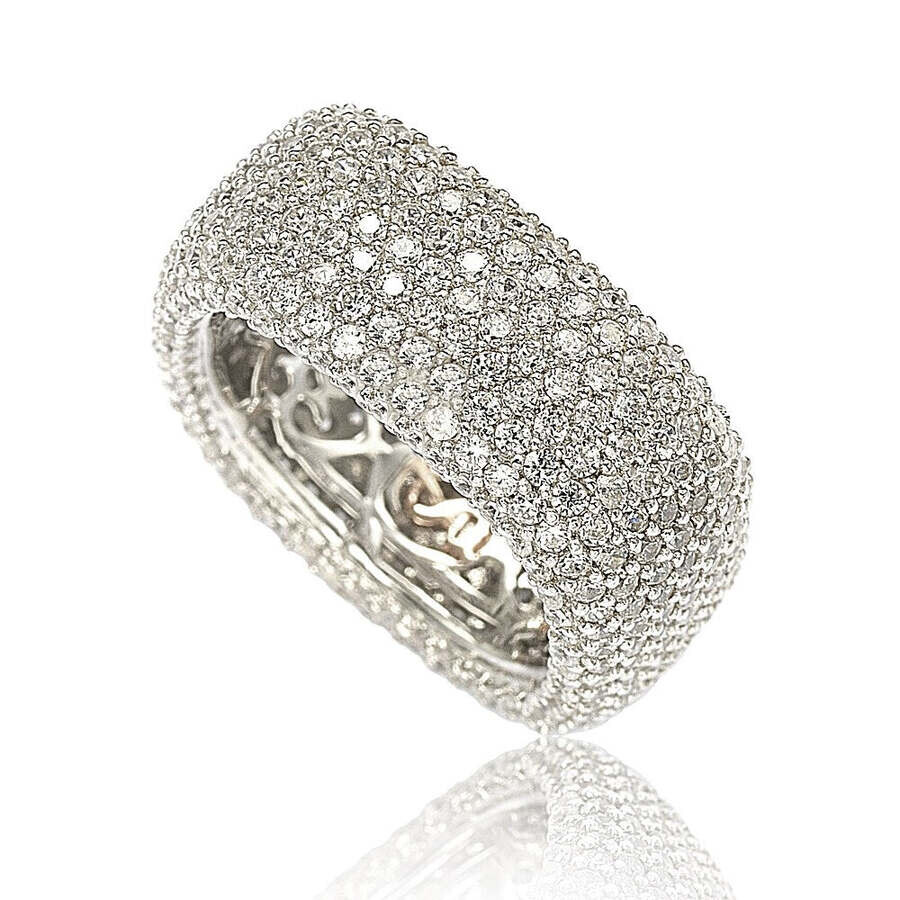 Suzy Levian Sterling Silver Cubic Zirconia Square Pave Eternity Ring ...