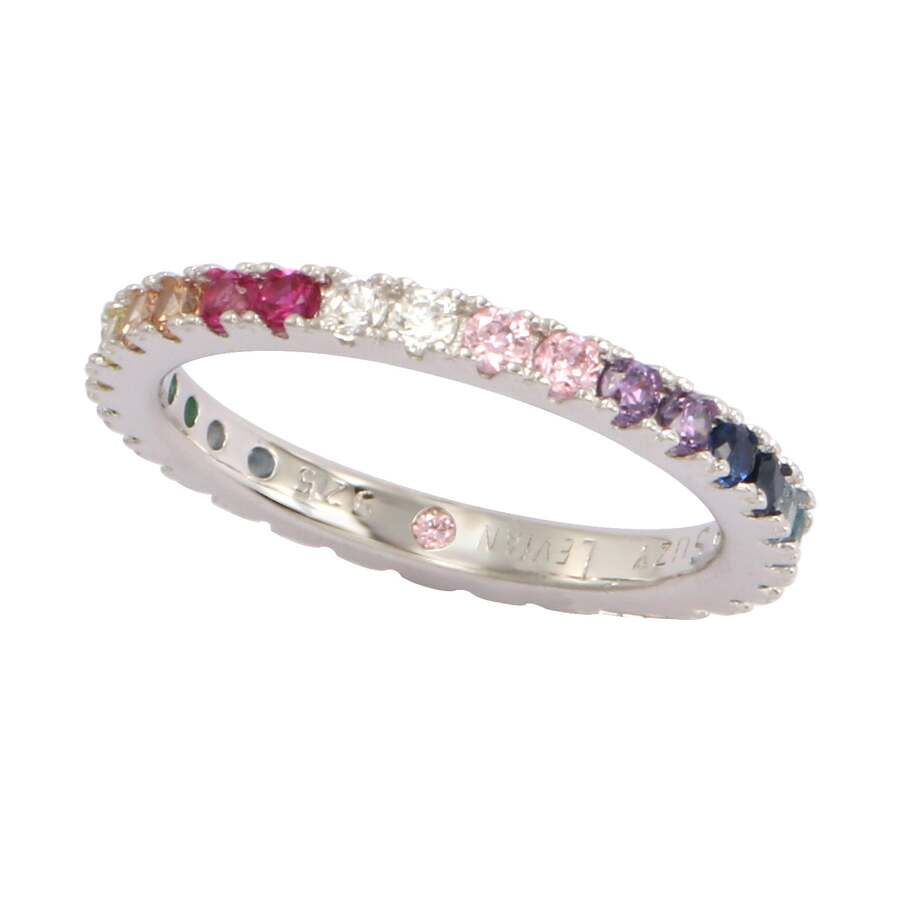 Suzy Levian Sterling Silver Thin Rainbow Muliticolor Cubic Zirconia ...
