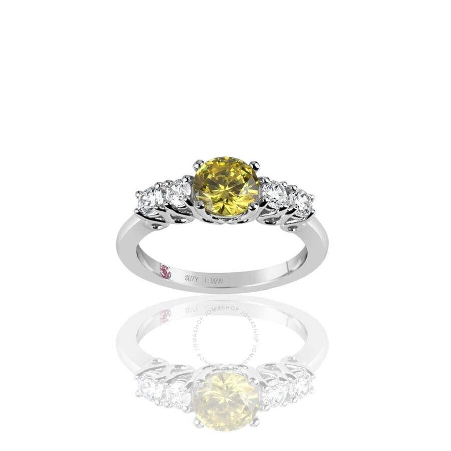 Suzy Levian Sterling Silver Yellow & White Cubic Zirconia 5 Stone ...