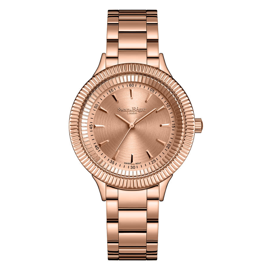 Swan & Edgar Duet Quartz Rose Gold Dial Ladies Watch SEL052 ...