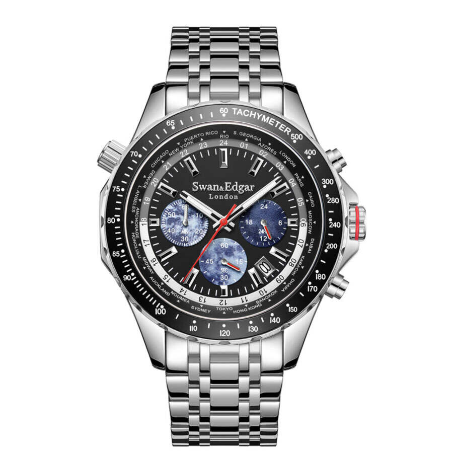 Swan & Edgar Hybrid-Steel Chronograph Quartz Black Dial Men's Watch ...