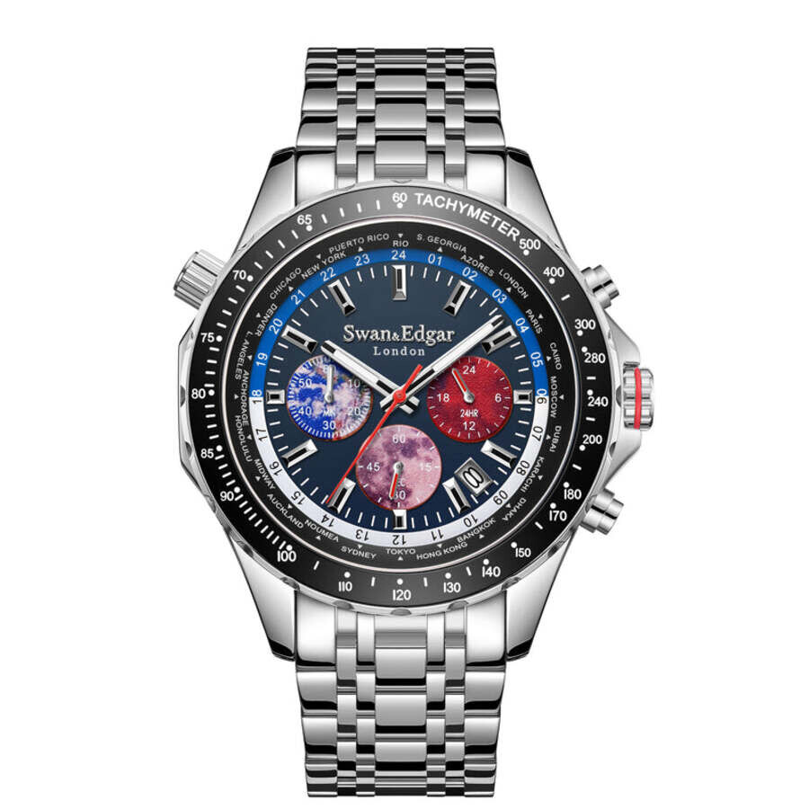 Swan & Edgar Hybrid-Steel Chronograph Quartz Black Dial Men's Watch ...