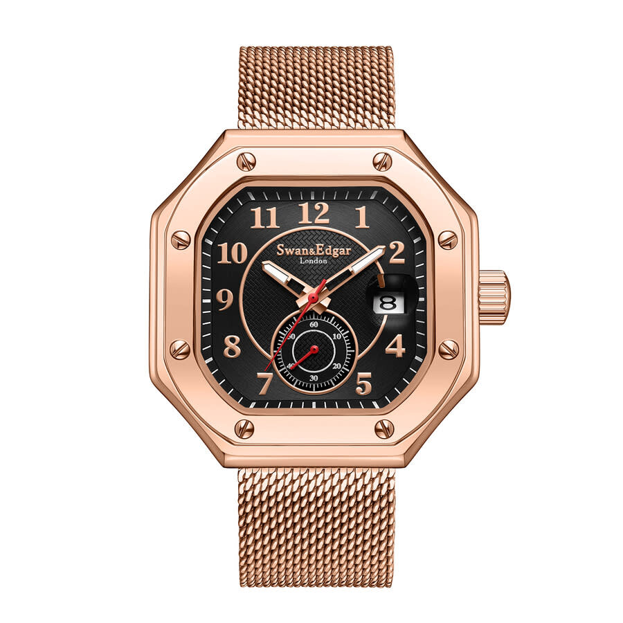 Swan & Edgar Quadrant Automatic Black Dial Men's Watch SE1751 ...