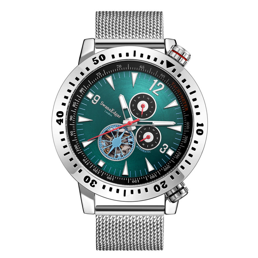 Swan & Edgar Vantage Timer Chronograph Automatic Green Dial Men's Watch ...