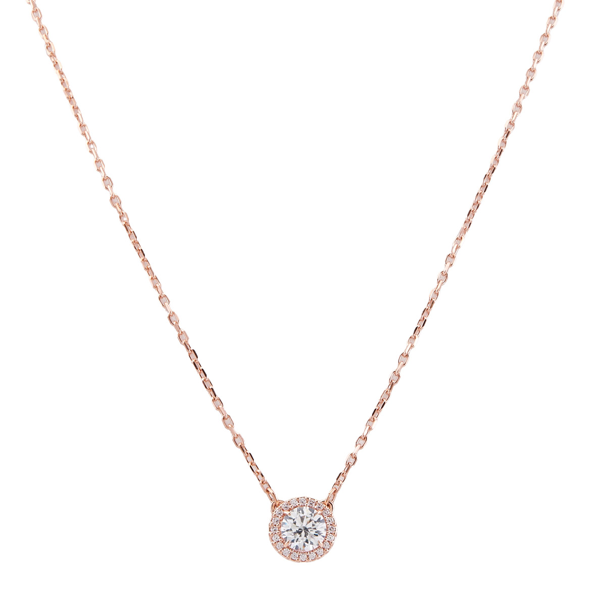 Swarovski Constella White Rose Gold-Tone Round Cut Pave Pendant ...