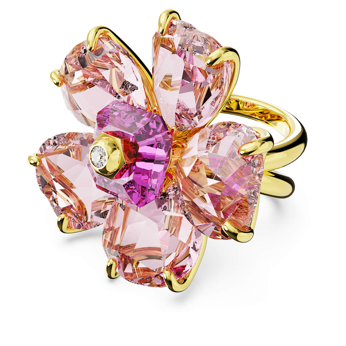 Swarovski Florere Motif Ring Double Shank Gold Shiny Pink, Size 50 (US ...