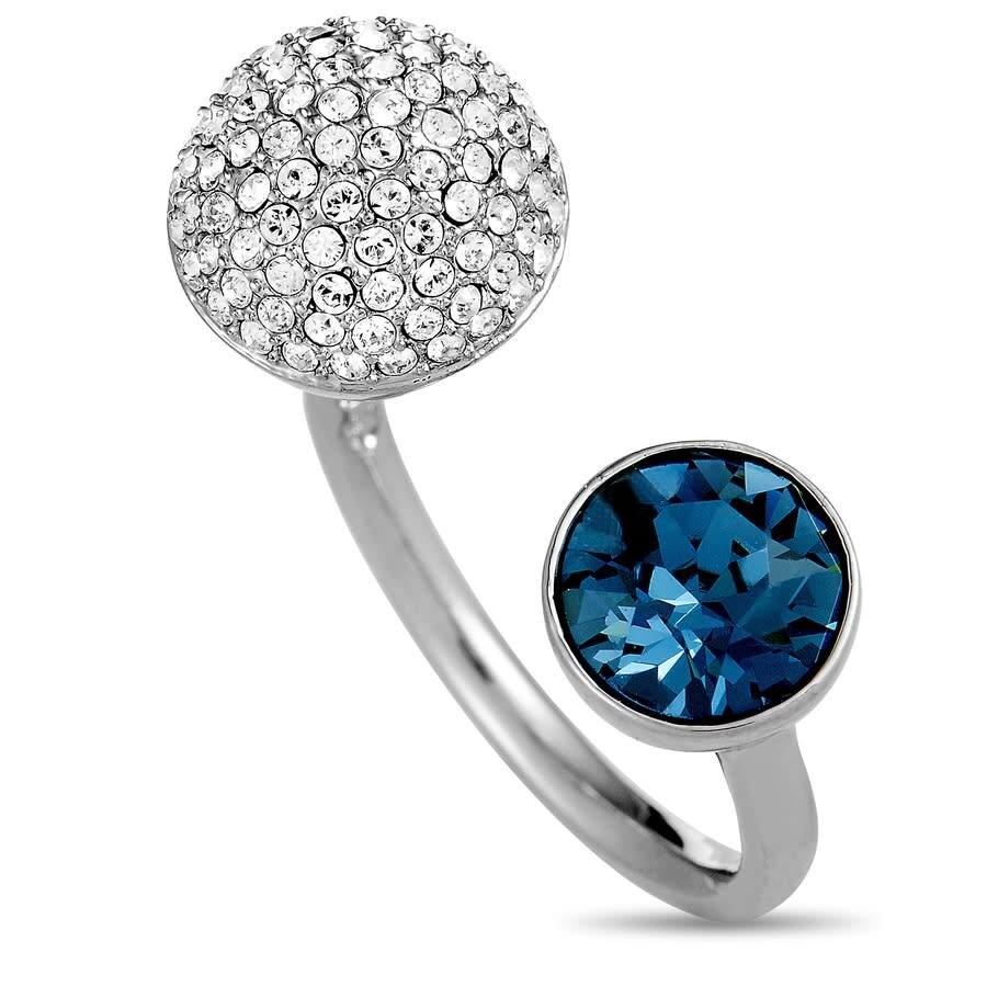 Swarovski Forward Rhodium-Plated White and Blue Crystal Ring 5218447 ...