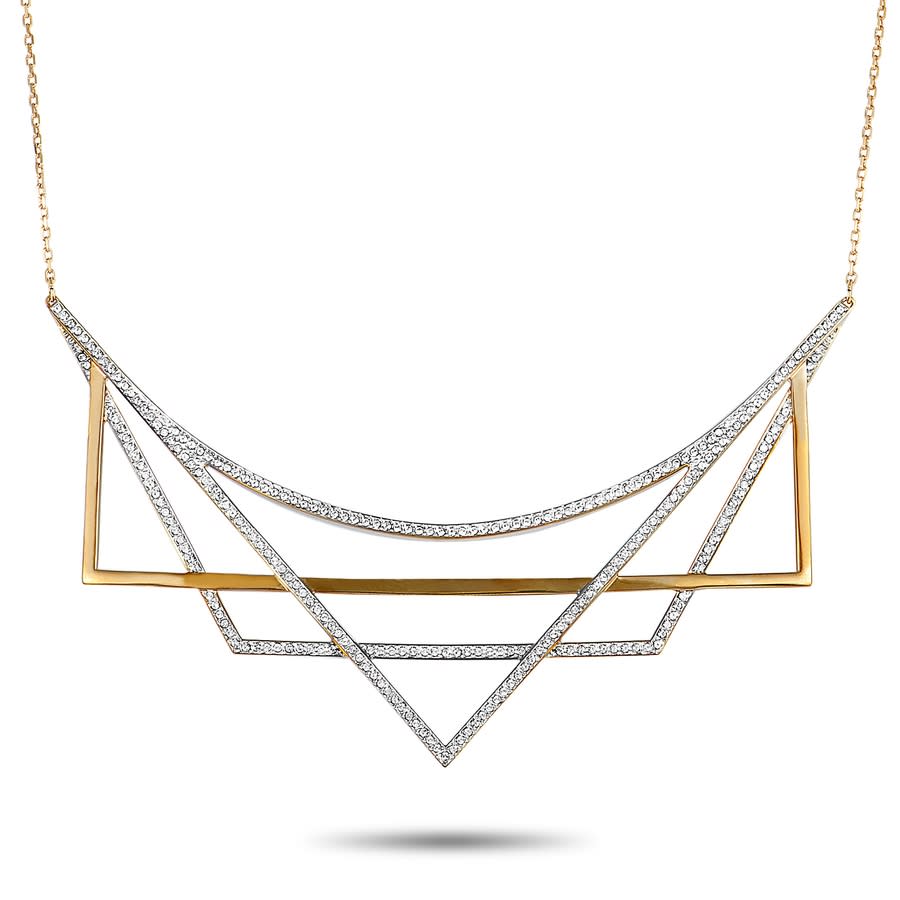 Swarovski Geometry White and Rose Gold Plated Crystal Necklace 5265587 ...