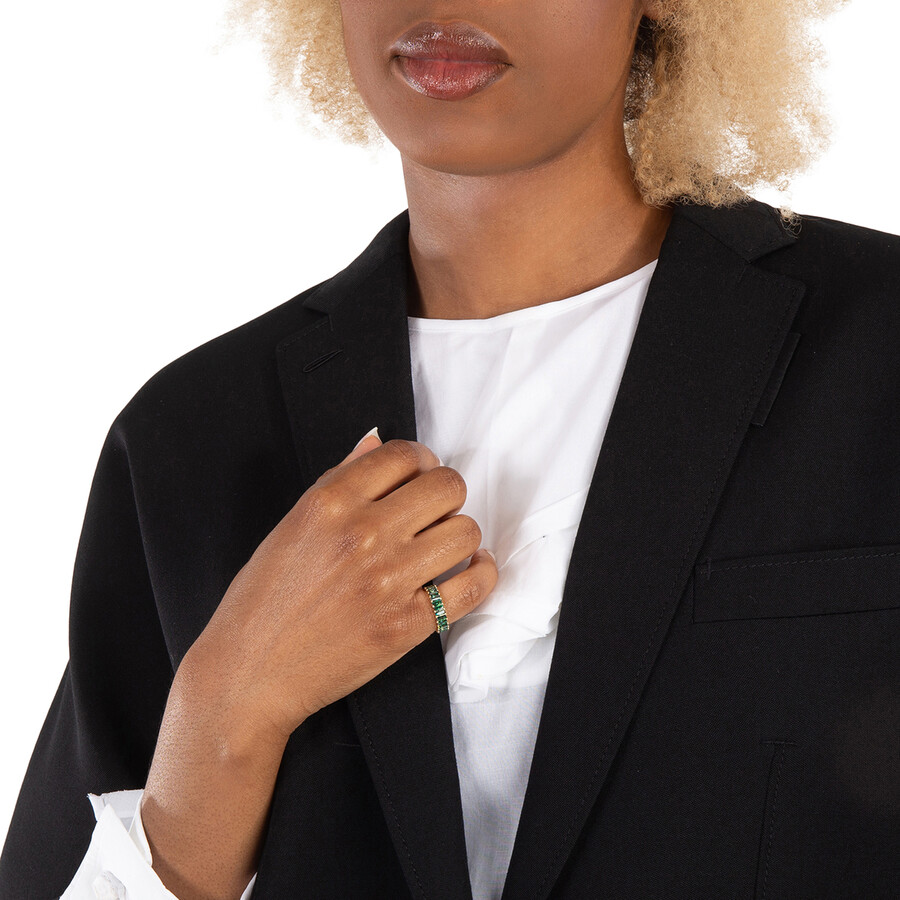 Swarovski Gold-Tone Plated Green Baguette Cut Matrix Ring, Size 50 ...