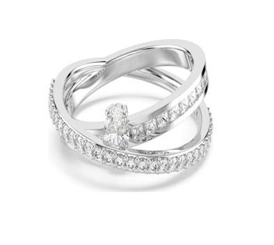 Swarovski Hyperbola Band Ring 2 Row Rhodium Shiny White, Size 55 (US 6. ...
