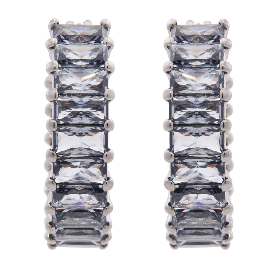 Swarovski Matrix Pierced Earrings Mini Hoop Ruthenium Shiny Grey ...