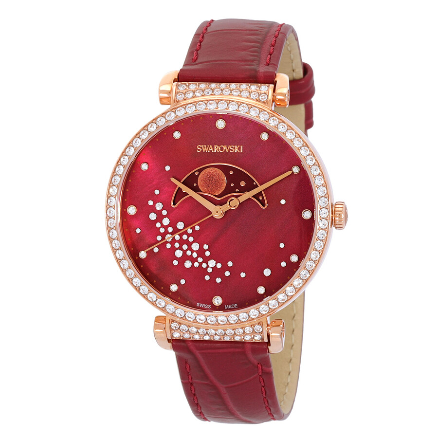 Swarovski Passage Moon Phase Quartz Burgundy Mother of Pearl Dial ...