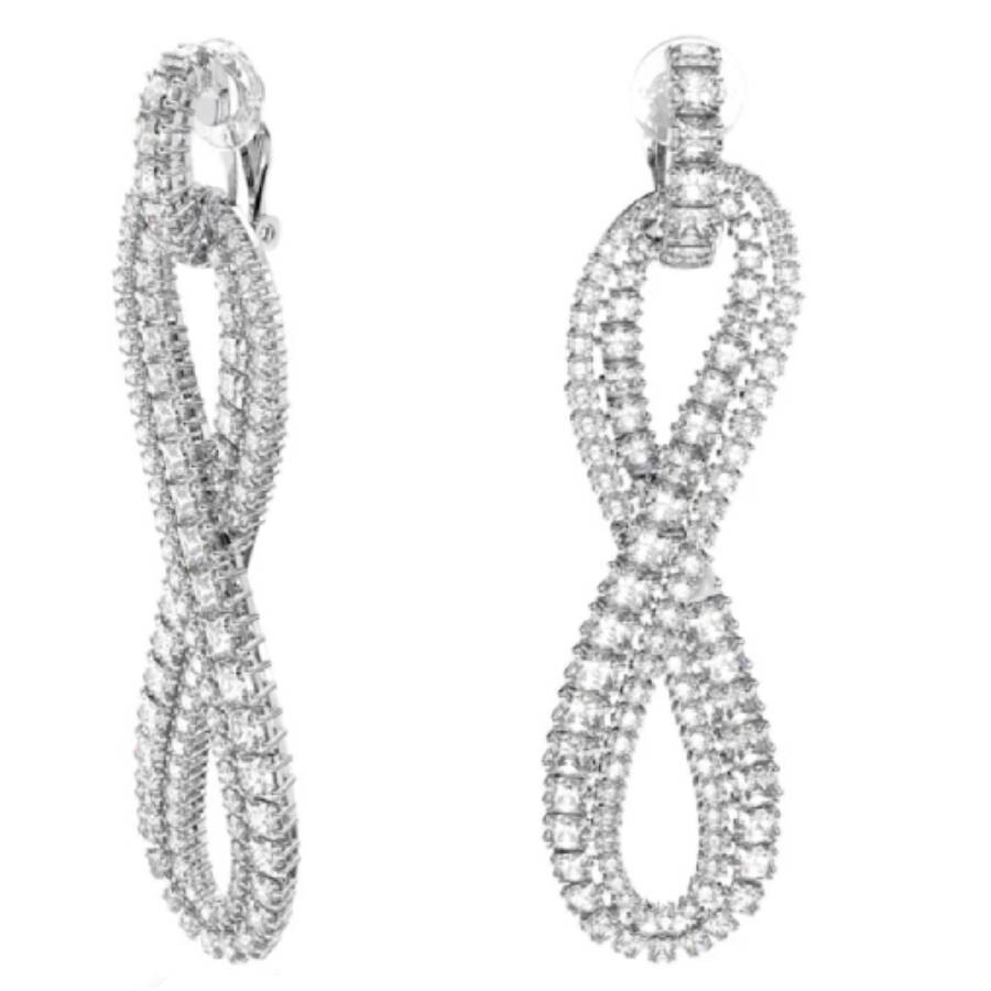 Swarovski Rhodium Plated Hyperbola Infinity Clip Earrings 5616586 ...