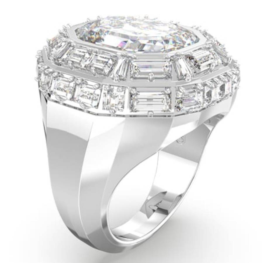Swarovski Rhodium Plated Mesmera Cocktail Ring, Size 52 (US 5.75 ...