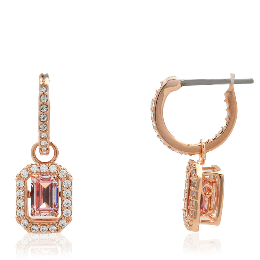 Swarovski Crystal Octagon Cut Millenia Drop Earrings In Rose Gold ...