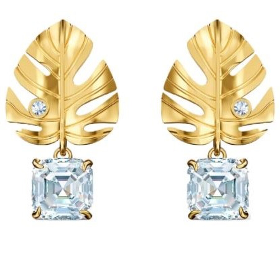 Swarovski Tropical Pierced Earrings, Gold-tone Plated Tropical Leaves 5538179 9009655381794 ...