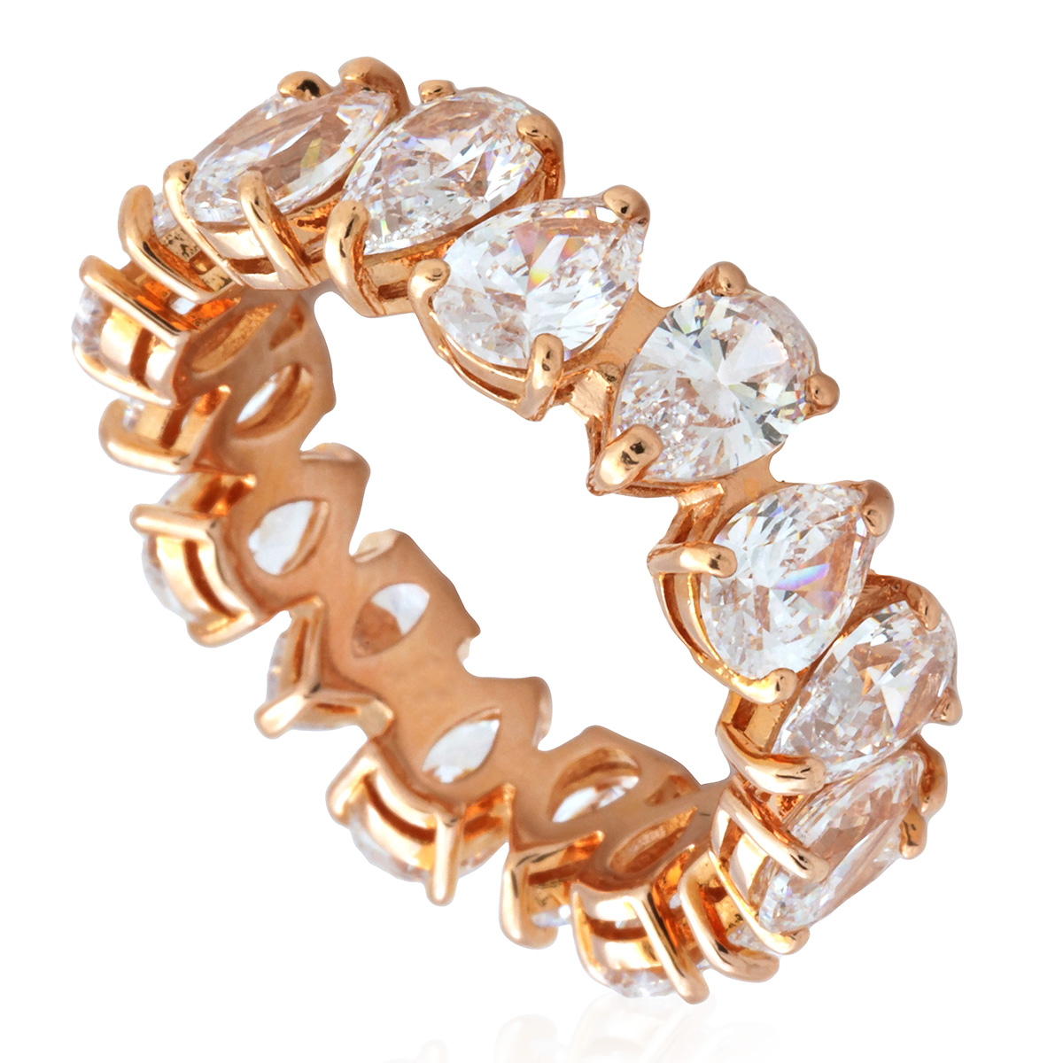 Swarovski Vittore Pear Cut Crystals, White, Rose,gold Tone Plated Ring ...