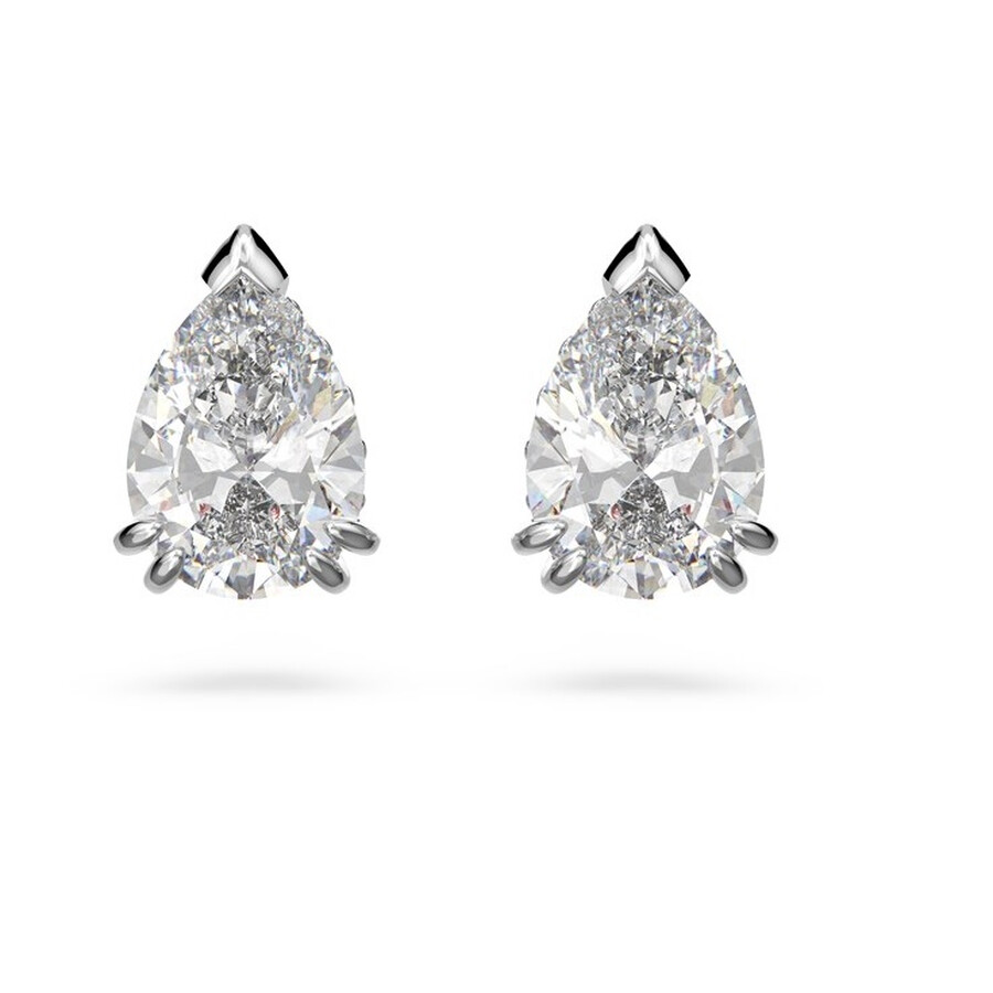 Swarovski White Millenia Rhodium Plated Pear Cut Stud Earrings 5636713 ...