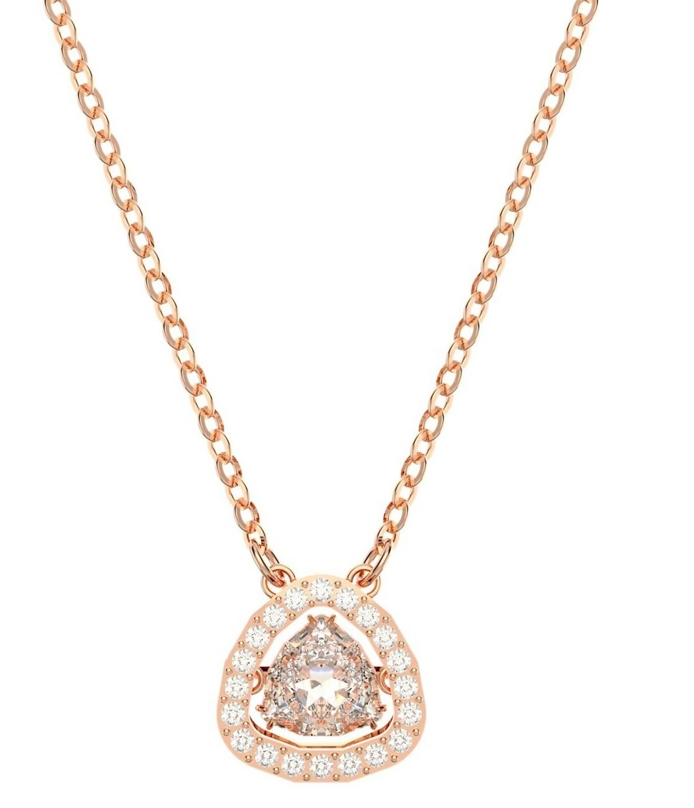 Swarovski White Millenia Rose Gold-Tone Plated Trilliant Cut Necklace ...