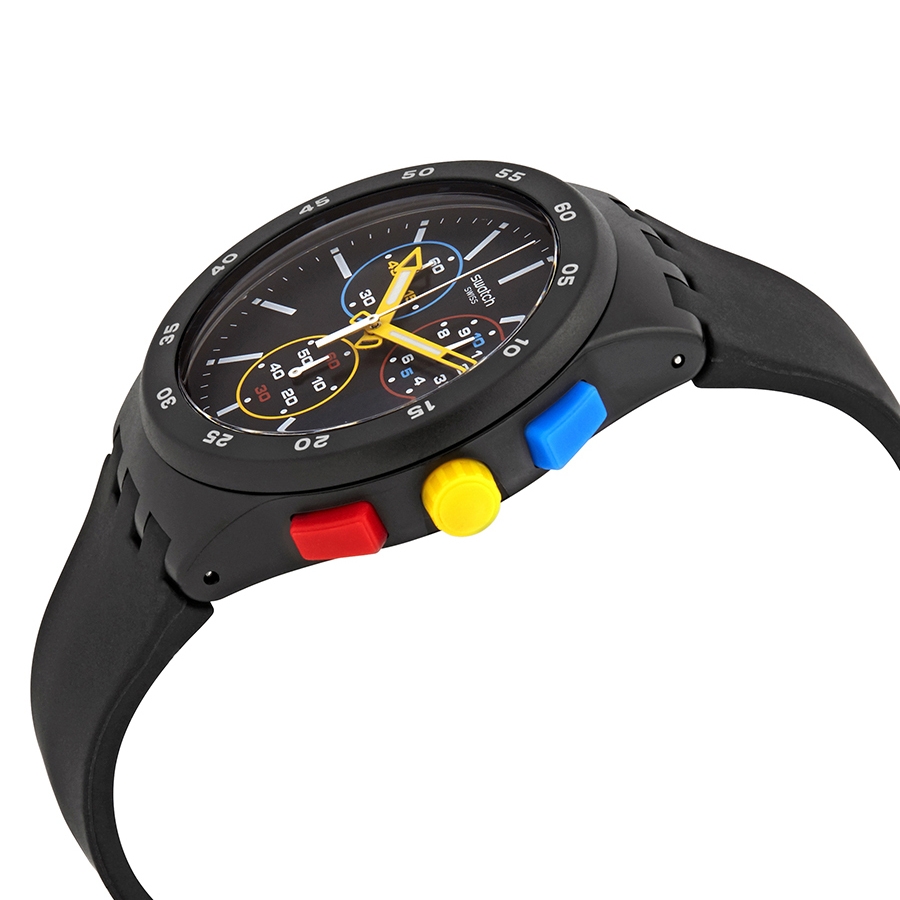 Swatch Black-One Chronograph Quartz Black Dial Men's Watch SUSB416 ...