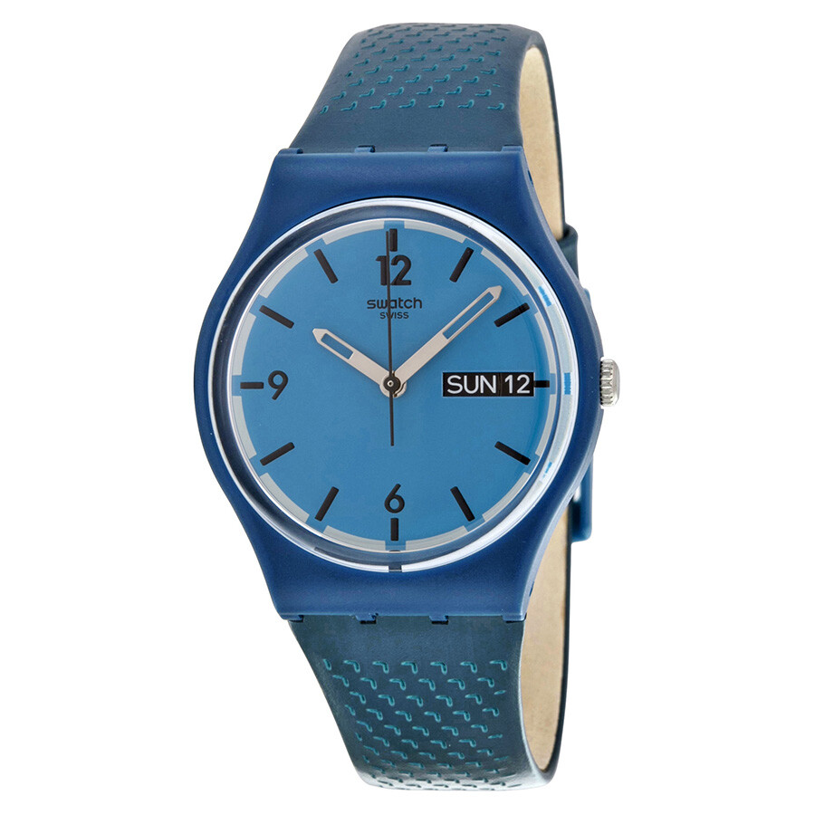 Swatch Blue Bottle Blue Dial Blue Leather Men's Watch GN719 ...