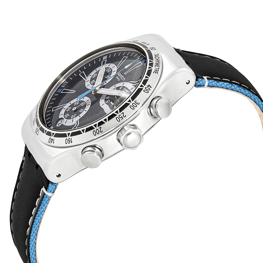Swatch Blue Details Chronograph Black Dial Men's Watch YVS442 - Irony ...