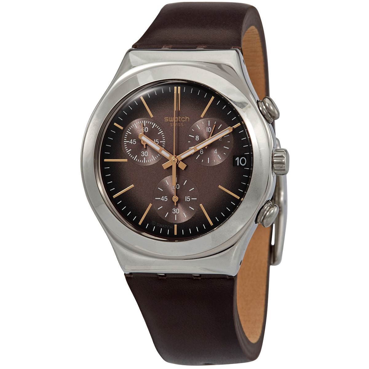 Swatch Brownflect Chronograph Quartz Brown Dial Men's Watch YCS600 ...