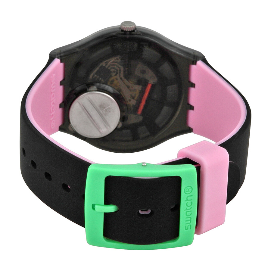 Swatch Crazy Square Pink Dial Black Rubber Unisex Watch GA109 - Other ...