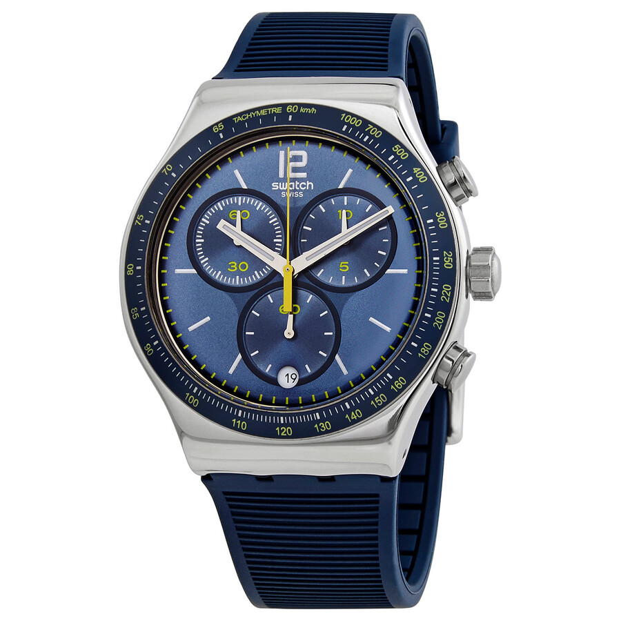 Swatch Dateline Chronograph Quartz Blue Dial Men's Watch YVS482 ...