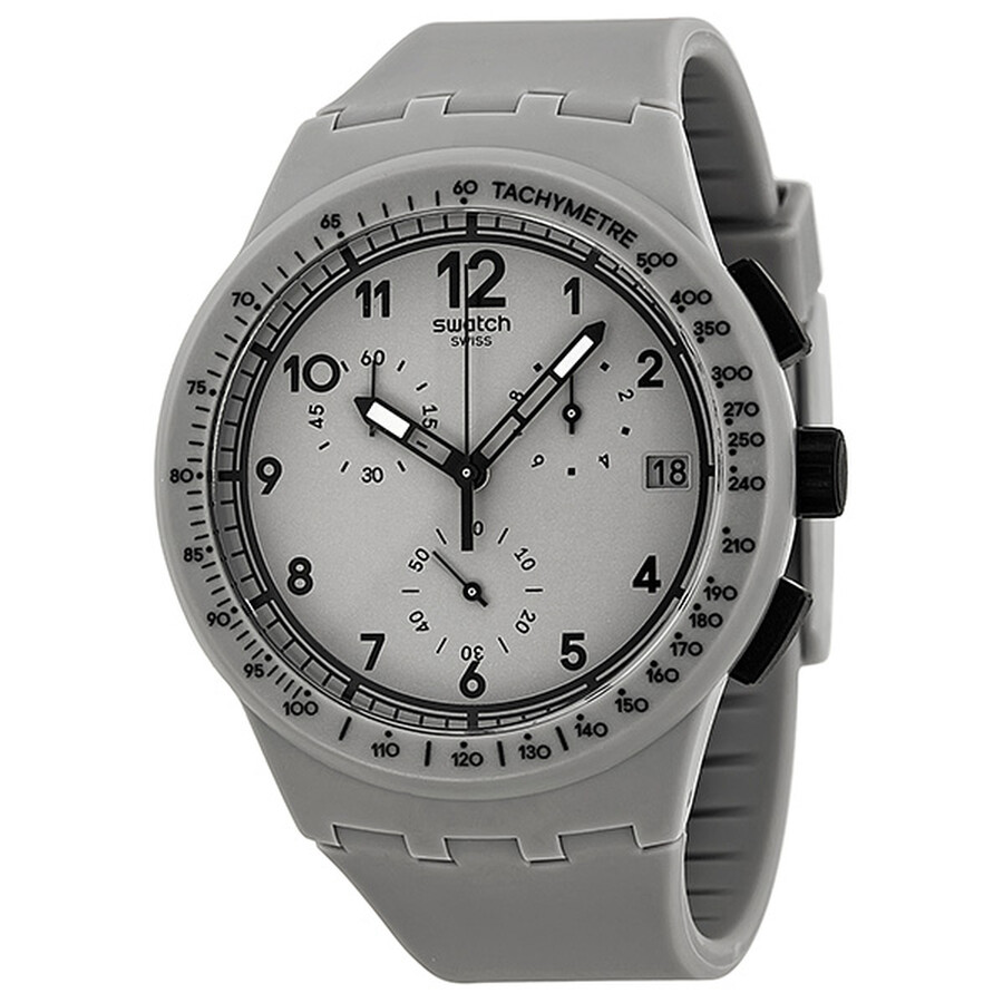 Swatch GRRRR Chronograph Grey Dial Grey Plastic Men's Watch SUSM400 ...