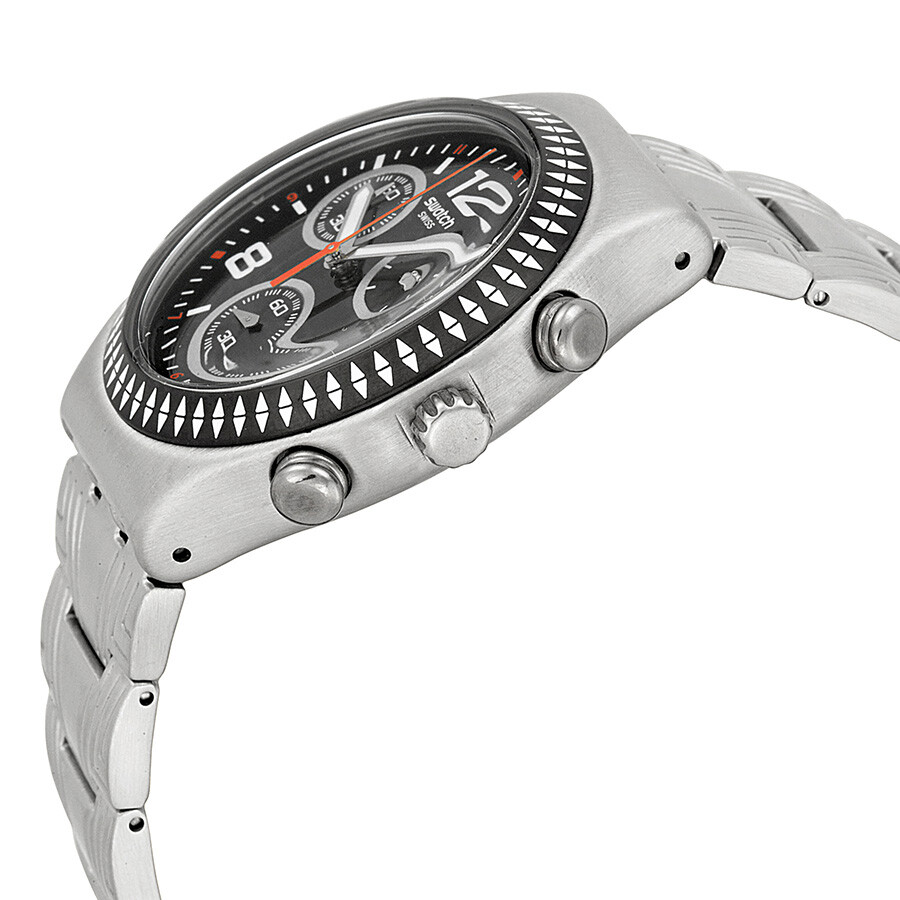 Swatch Irony Offset Black Dial Chronograph Stainless Steel Men's Watch ...