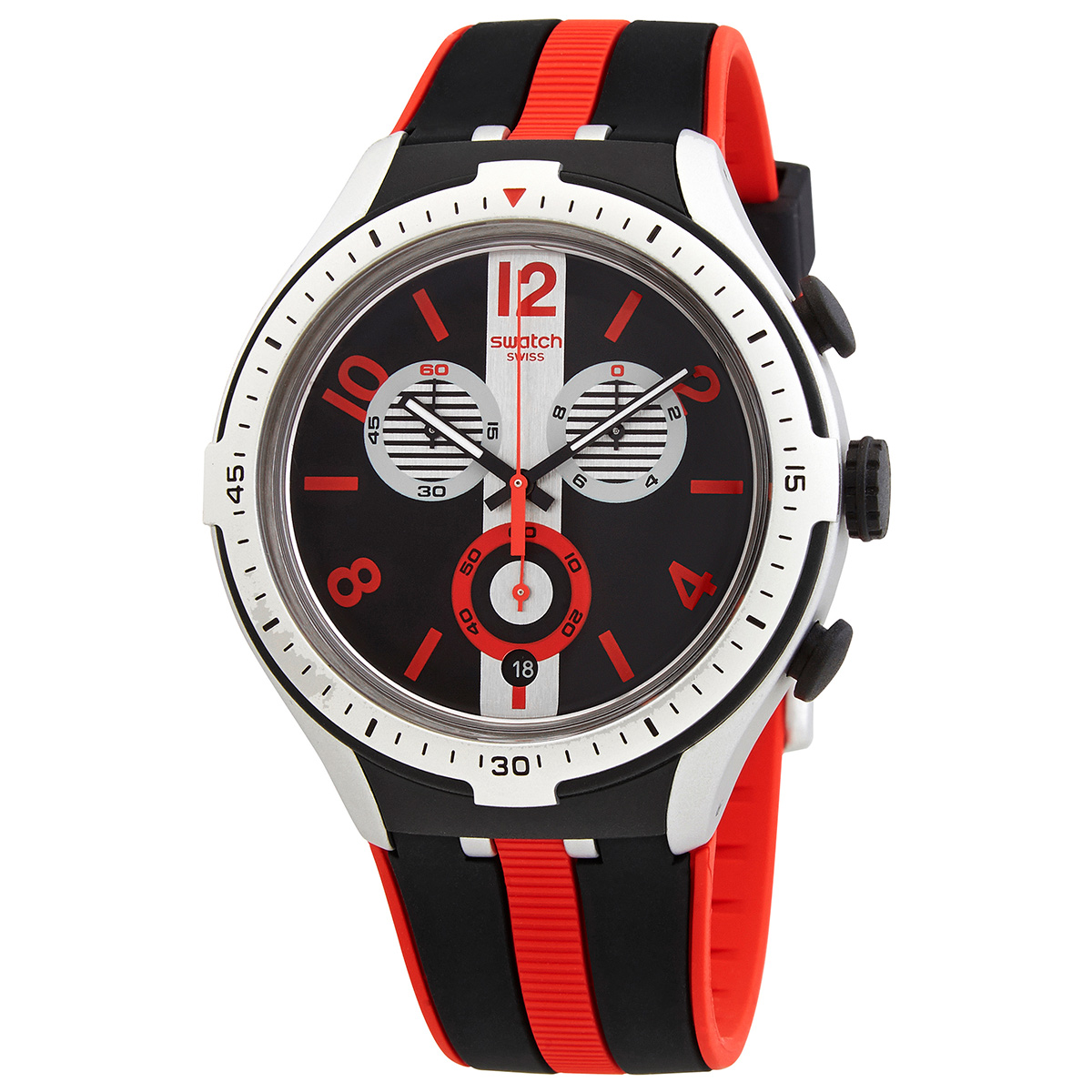 Swatch Irony Xlite Stripes Chronograph Quartz Black Dial Men's Watch ...