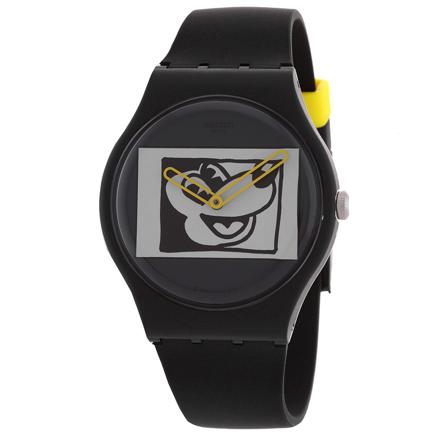 Swatch Mickey Blanc Sur Noir Quartz Unisex Watch SUOZ337 - Watches ...