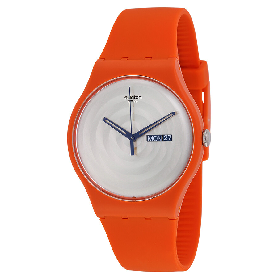Swatch Multi Bross Silver Dial Orange Silicone Unisex Watch SUOO702 ...