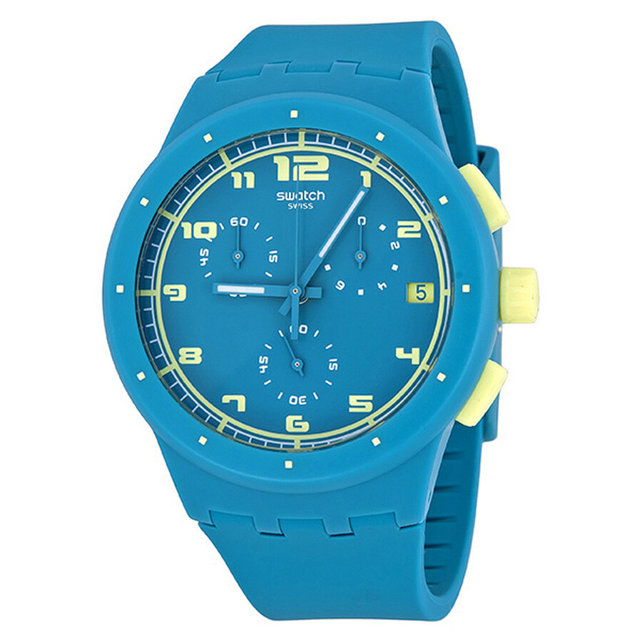 Swatch Originals Acid Drop Chronograph Turquoise Silicone Men's Watch ...