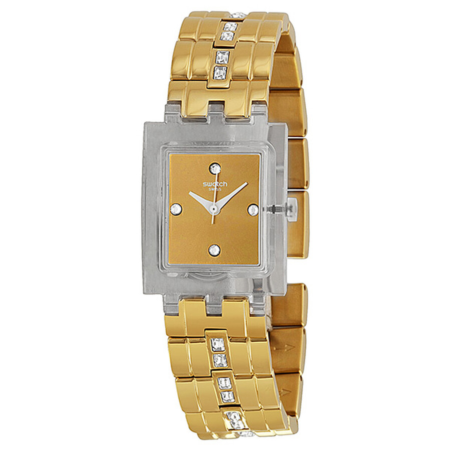 Swatch Originals Classic White Barrette Champagne Dial Stainless Steel ...