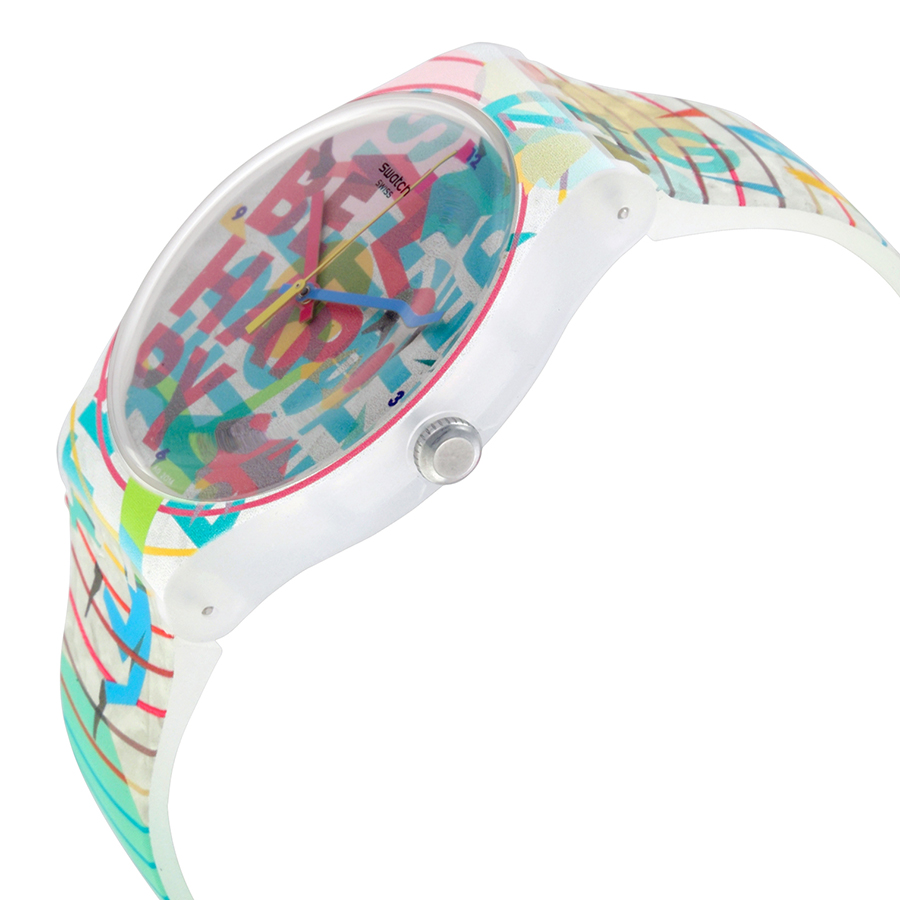 Swatch Originals Go Happy Multi-Colored Dial Multi-Colored Silicone ...
