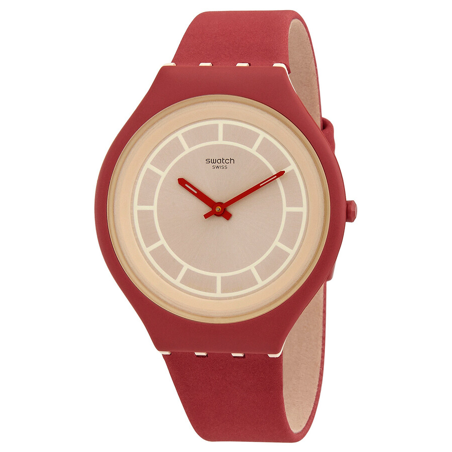 Swatch Skinhot Quartz Gold Dial Ladies Red Watch SVUR100 7610522770218 ...