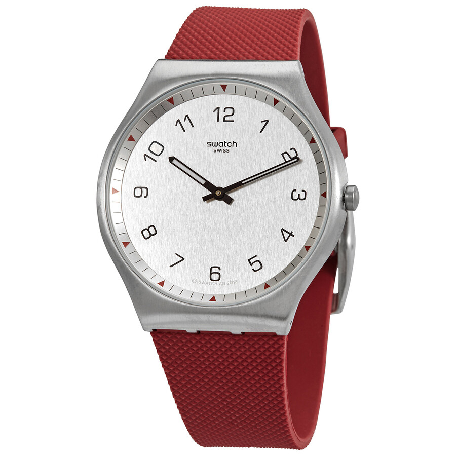 Swatch Skinrouge Grey Dial Red Rubber Men's Watch SS07S105 ...