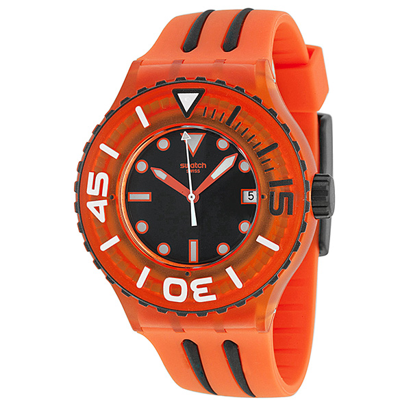 Swatch Sundowner Black Dial Orange Plastic Men's Watch SUUO400 ...