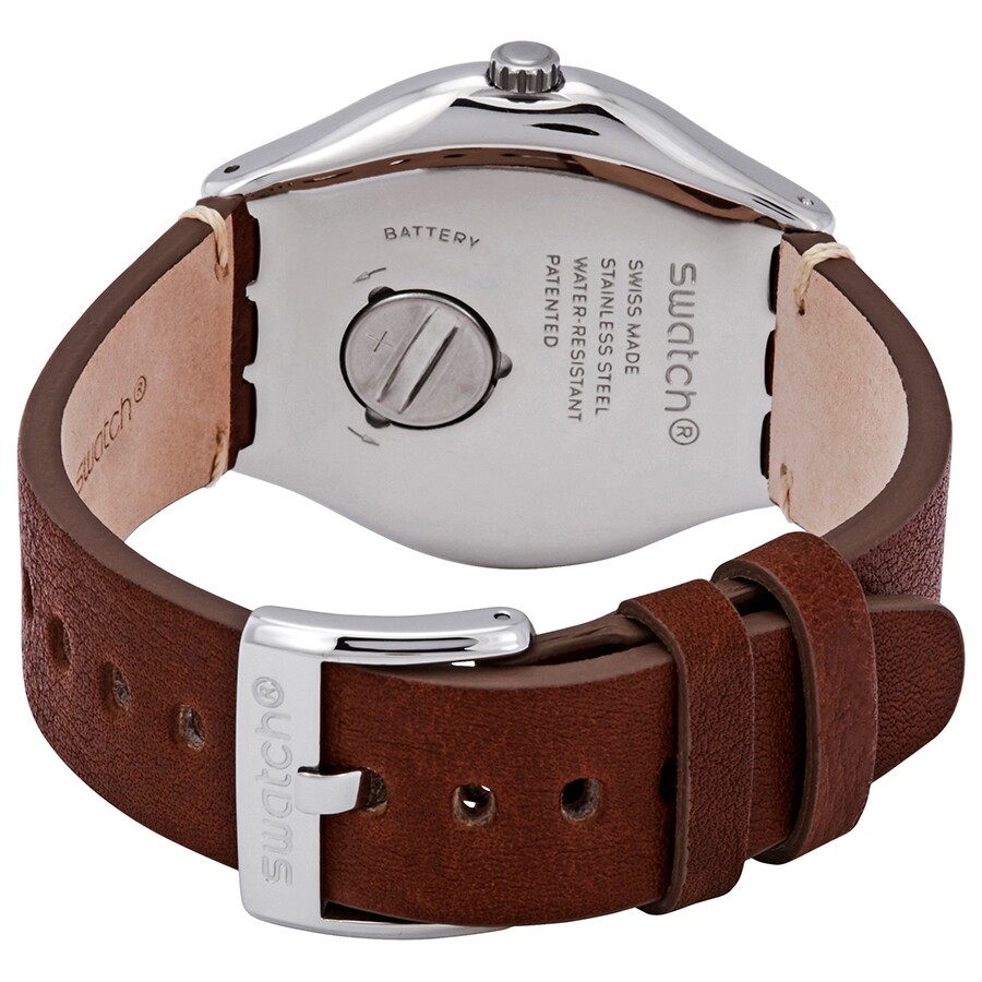 Swatch TV Show White Dial Men's Leather Watch YWS443 - Irony - Swatch ...