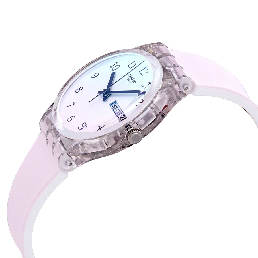 Swatch Ultrarose Quartz Ombre Dial White Pink Silicone Ladies Watch ...