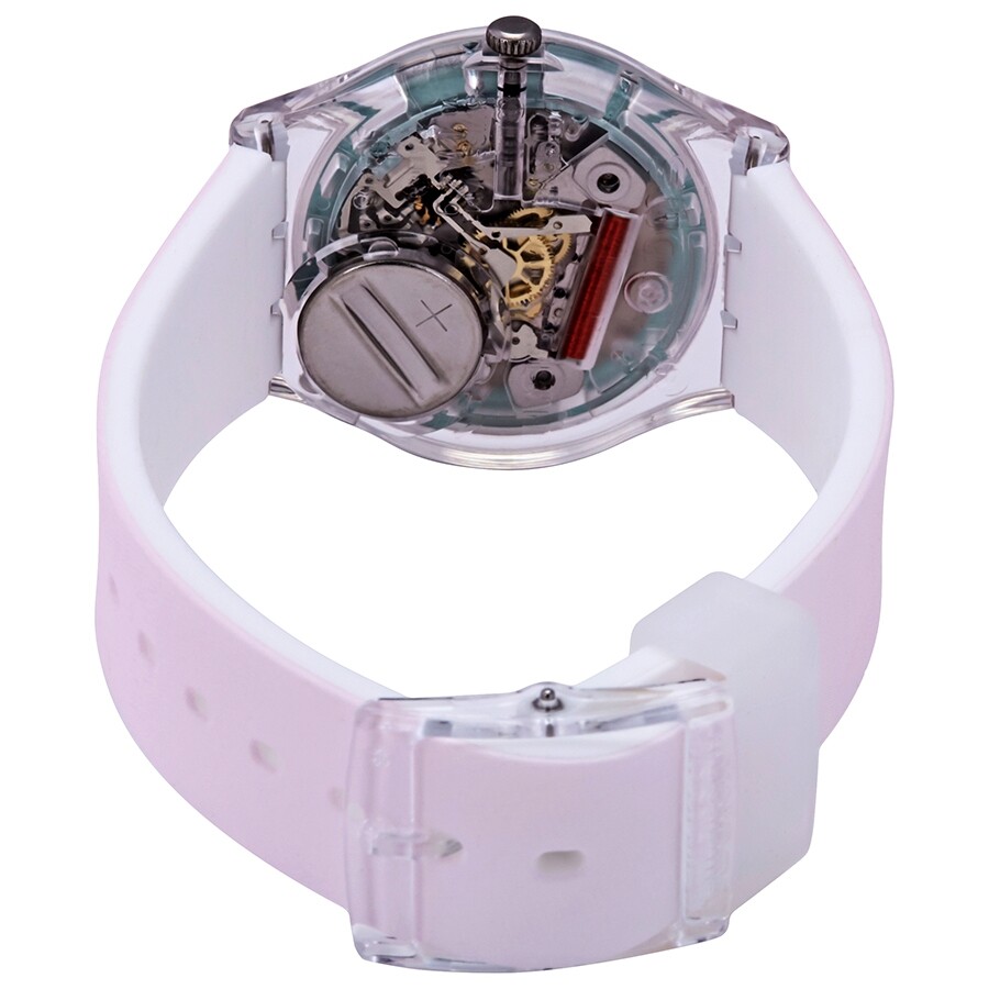 Swatch Ultrarose Quartz Ombre Dial White Pink Silicone Ladies Watch ...