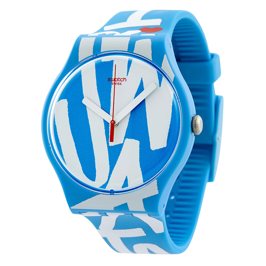 Swatch White In Blue Quartz Blue Silicone Strap Unisex Watch SUOS103 ...